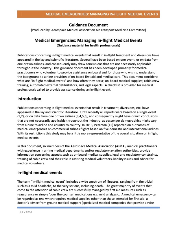 Managing In-Flight Medical Events - Aerospace Medical Association